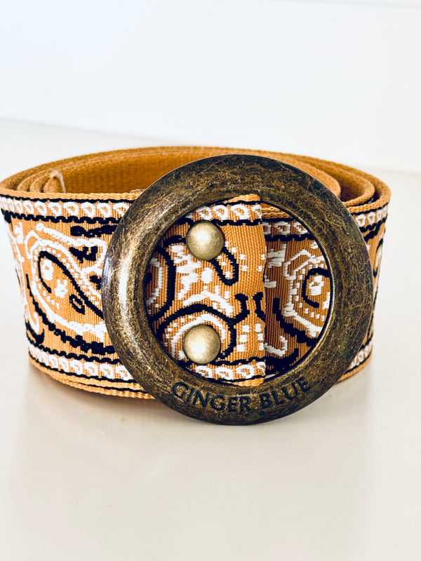Paisley Please Belt | Mustard Yellow/Gold | – Ginger Blue Belts